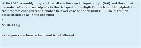 Solved Write 8086 Assembly Program That Allows The User To