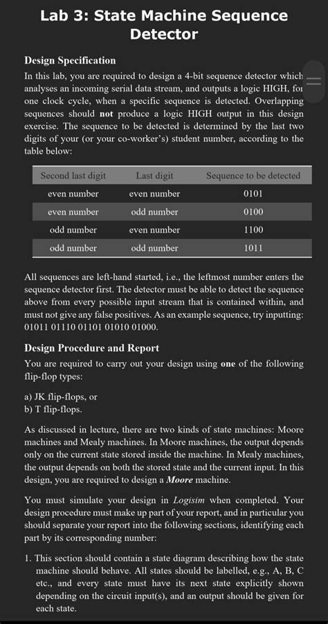 Solved Lab 3 State Machine Sequence Detector Design