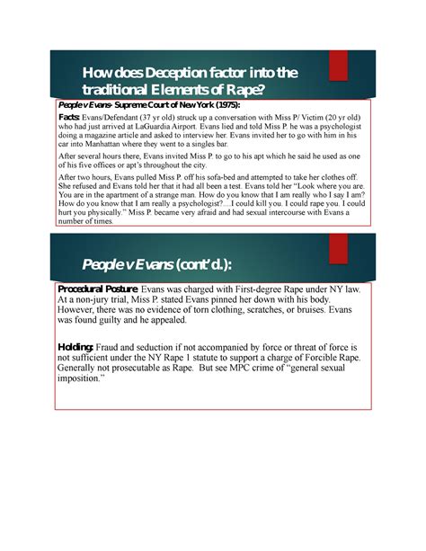 Sexcrimes Ppt 3 Evans Thru Fischer Criminal Law How Does Deception
