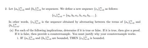 Solved 2 Let An N 0 And Bn N 0 Be Sequences We Define Chegg Com