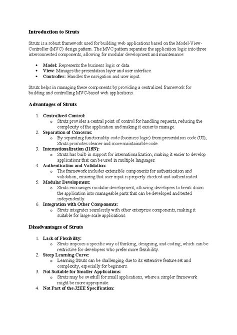 Introduction To Struts Introduction To Struts Struts Is A Robust Framework Used For Building