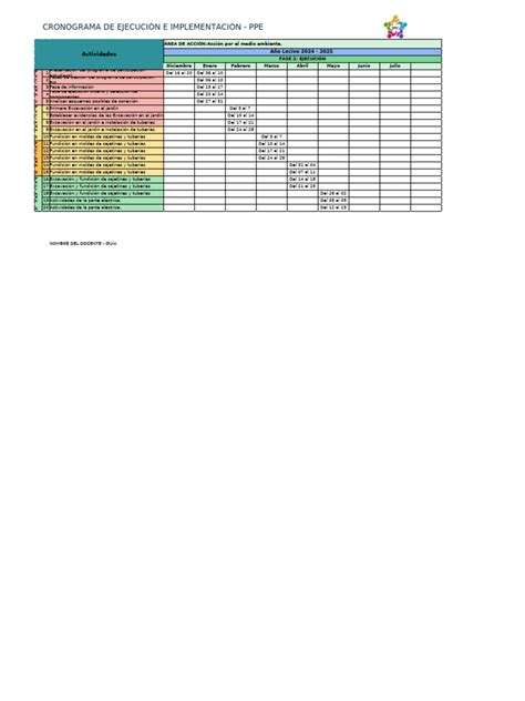 Cronograma De Ejecución Ppe 2024 2025 Pdf