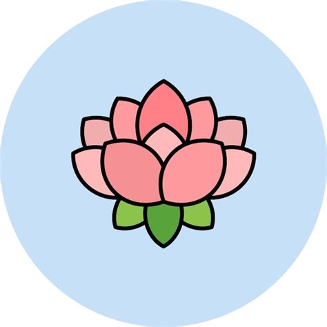 로토스 꽃 의 평평 한 일러스트레이션 프리미엄 벡터