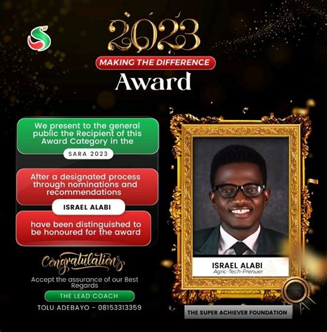 Israel Alabi On Linkedin Im Very Excited To Receive This Making A Difference Award From The…