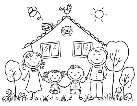 Família Com Casa Para Colorir Imprimir E Desenhar Colorir Me