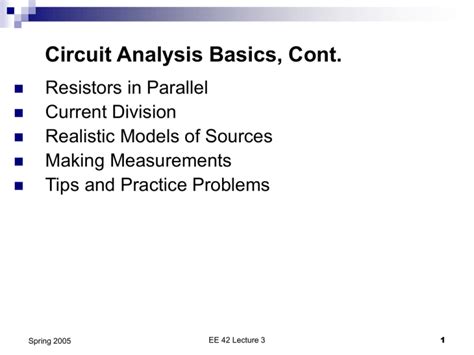 Circuit Analysis Basics Cont