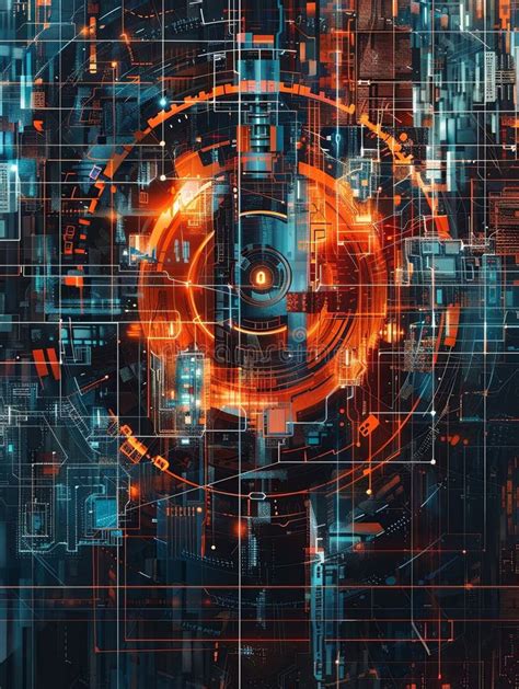 A Futuristic And Sophisticated Abstract Representation Of Cybersecurity Elements Showcasing