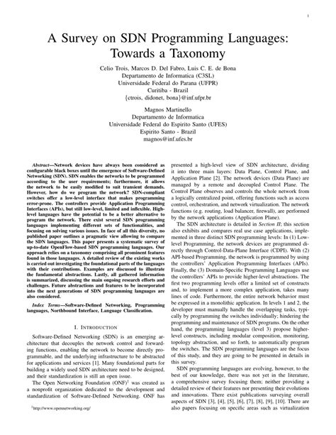 pdf a survey on sdn programming languages towards a taxonomy
