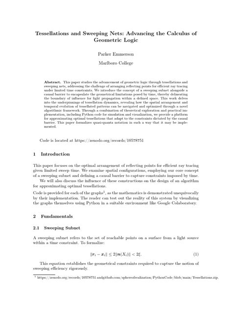 Tessellations And Sweeping Nets Advancing The Calculus Of Geometric Logic Ijgtt Sep Pdf