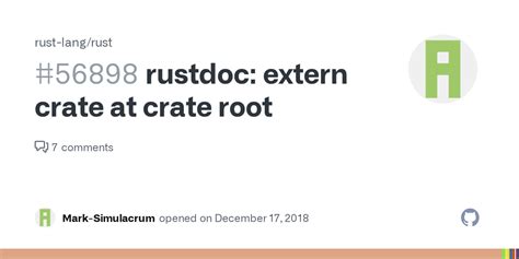 Rustdoc Extern Crate At Crate Root · Issue 56898 · Rust Langrust · Github
