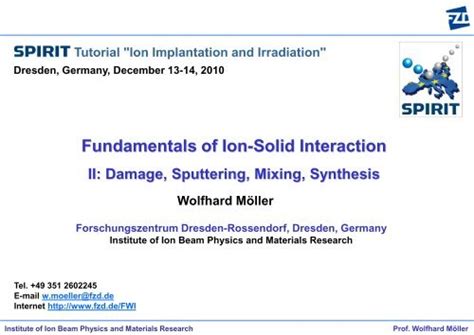 Fundamentals Of Ion Solid Interaction Spirit