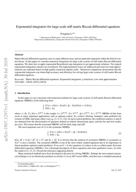 Exponential Integrators For Large Scale Stiff Matrix Riccati Differential Equations Deepai