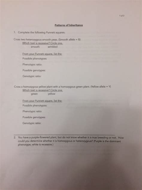 Solved Of Patterns Of Inheritance Complete The Chegg