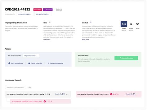 detect fix and prevent log4shell in log4j debricked