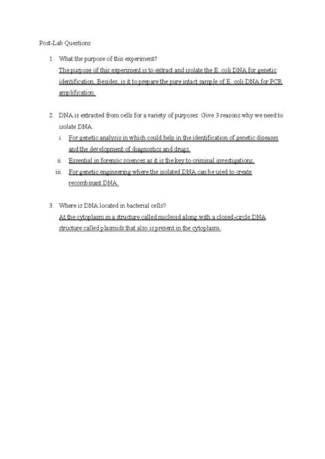 Post Lab Ques Lab Post Lab Questions 1 What The Purpose Of This