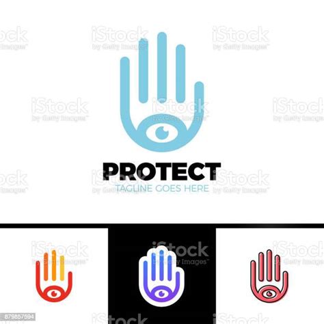 눈 기호로 양식된 손의 로고입니다 이 로고는 멀티미디어 회사 홍보 기관 보호 또는 보안 회사로 많은 목적을 위해 적당 하다
