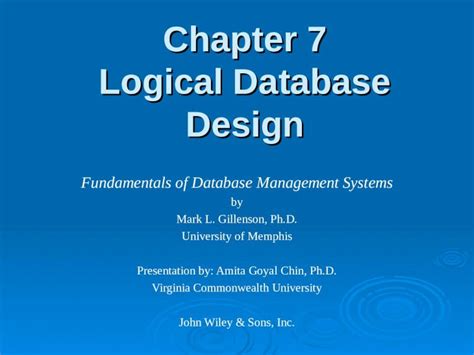 Ppt Chapter 7 Logical Database Design Fundamentals Of Database