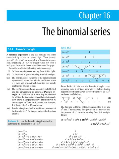 The Binomial Series Pdf Mathematical Analysis Elementary Mathematics