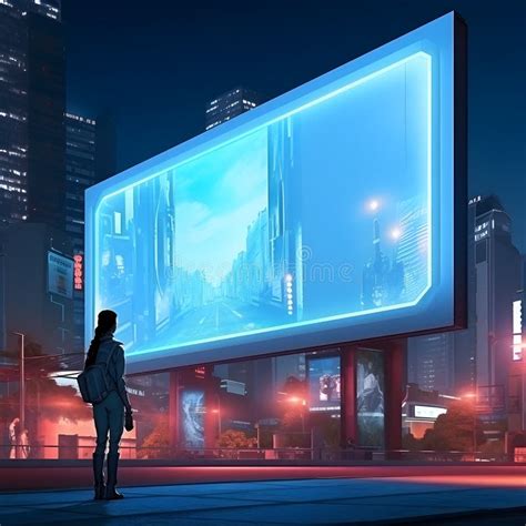 Empty Billboard Overlooking A Cutting Edge Urban Panorama Stock