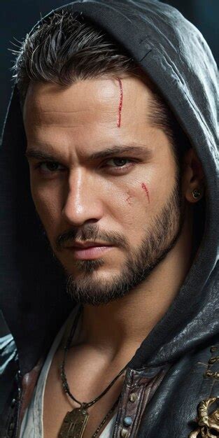 A Man With A Scar On His Face And A Knife In His Hand Premium Ai