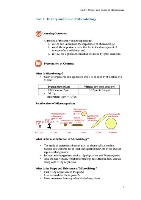 Lecture History And Scope Of Microbiology Unit History And Scope