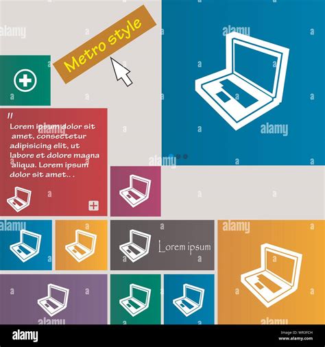 Laptop Icon Sign Buttons Modern Interface Website Buttons With Cursor