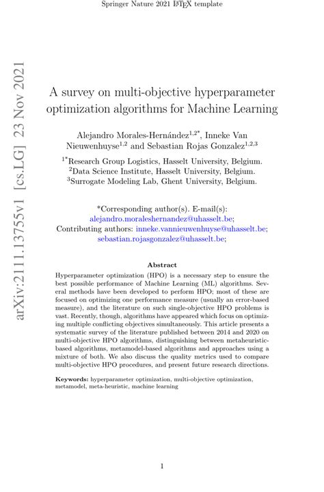 Pdf A Survey On Multi Objective Hyperparameter Optimization