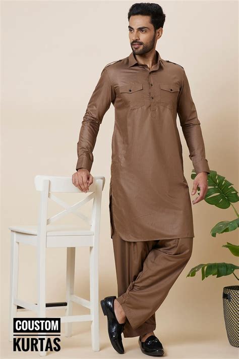 Brown Pathani Kurta Shalwar For Men Brown Color Shalwar Kameez