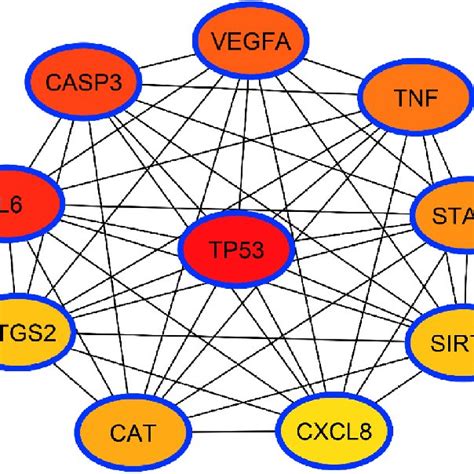 Ppi Network With Identifying Hub Genes The Highlighted 10 Nodes Download Scientific Diagram
