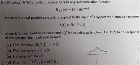 solved 5 20 points a wss random process x t having