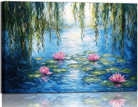 Aatoeax Claude Monet Water Lilies Canvas Wall Art Monet Style Famous