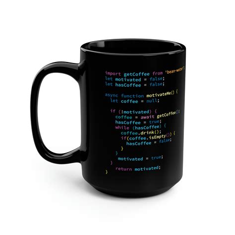 Black Motivateme Javascript Code Mug 15oz Etsy