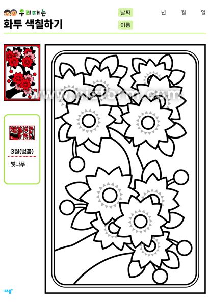 화투색칠하기 3월 상세보기 니즈폼 버드맘