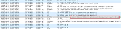 Activate Dedicated Eps Bearer Context Reject Semantic Errors In Packet