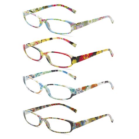 Joschoo 4 Pack Reading Glasses For Women Print Fashion Reader