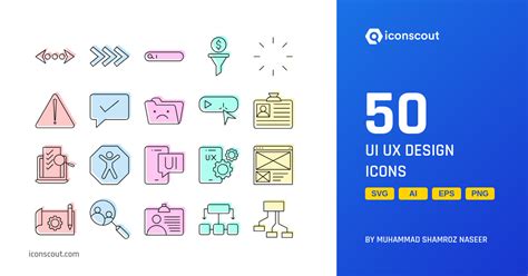 Ui Ux Design Icon Pack 50 Design And Development Colored Outline Icons