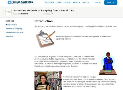 Texas Gateway Evaluating Methods Of Sampling From A Set Of Data Unit