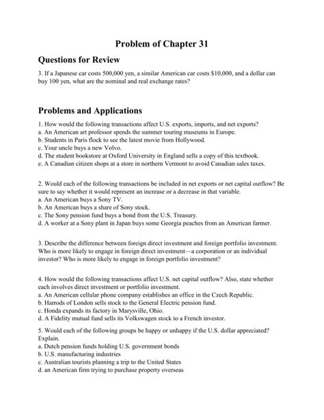 International Finance Problem Set Exchange Rates Trade