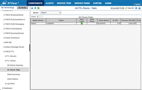 TIBCO FTL Monitoring SL RTView Middleware Monitoring