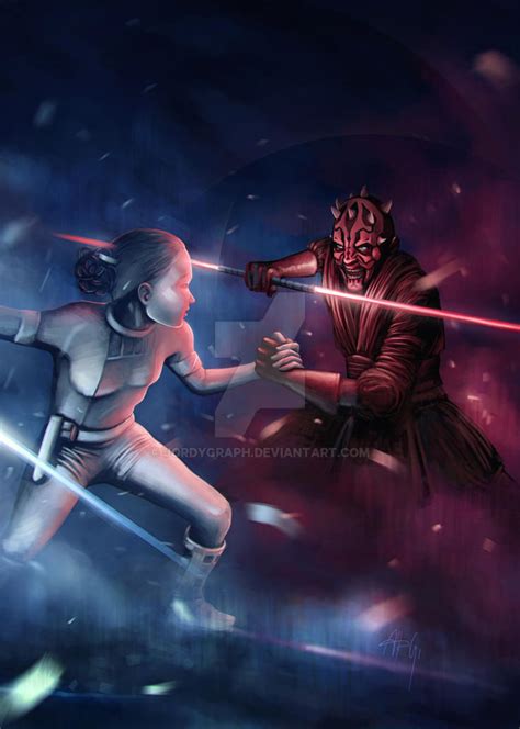 Darth Maul Fighting With Padme Amidala By Jordygraph On Deviantart