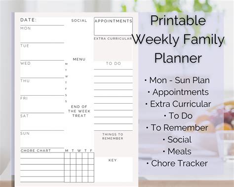 Printable Weekly Family Planner Download Etsy
