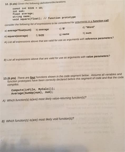 Solved Given The Following Definitionsdeclarations Const