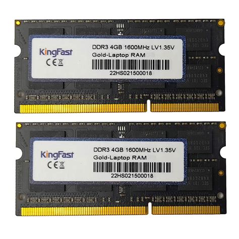 Kingfast Gold Combo 8gb Ddr3 1600mhz So Dimm Lv Laptop Ram 2 X 4gb