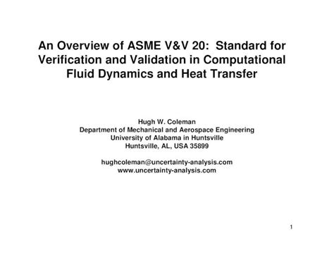 PDF An Overview Of ASME V V 20 Standard For Verification And