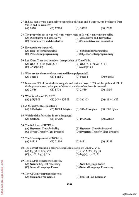 Pu Cet Pg 2023 Question Paper Pdf Download Here Aglasem Admission