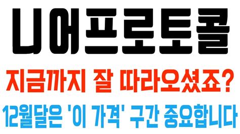 니어프로토콜 코인 지금까지 잘 따라오셨죠 12월달은 이 가격 구간 중요합니다 Youtube