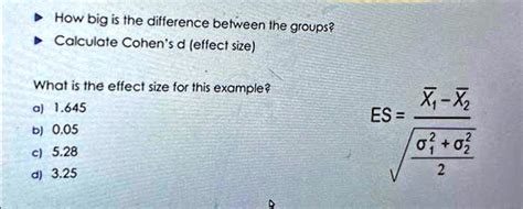 solved how big is the difference between the groups calculate cohen s