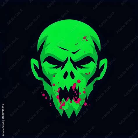 Bloody Zombie Head Logo Icon Halloween Scary Evil Undead Blood