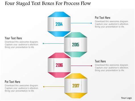 Four Staged Text Boxes For Process Flow PowerPoint Template