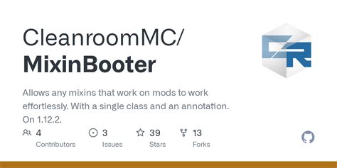 GitHub CleanroomMC MixinBooter Allows Any Mixins That Work On Mods